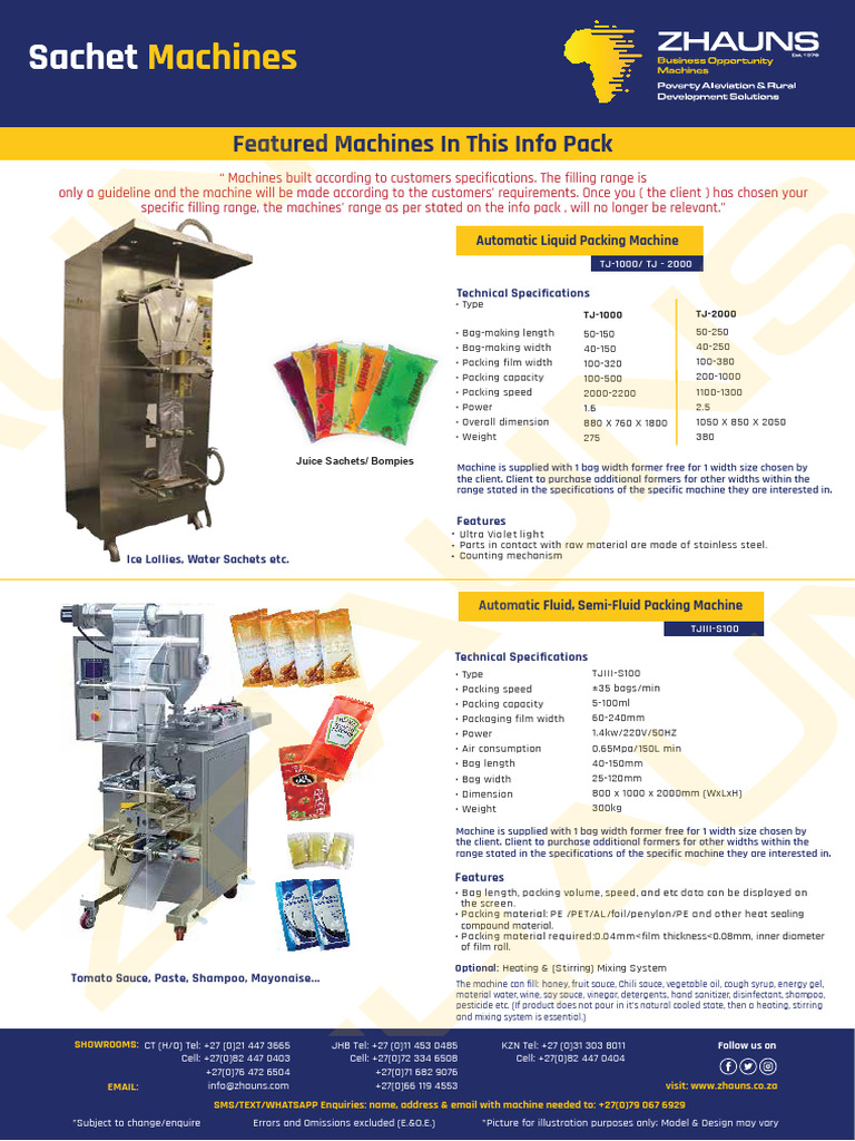 Sachet Machine | PDF