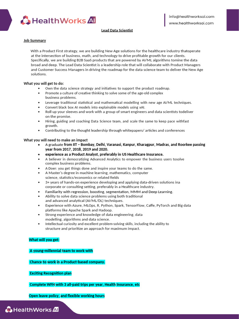 Lead Data Scientist | PDF
