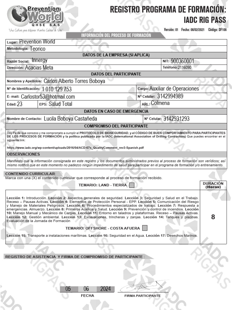 Rigg Pass Carlos Torres | PDF