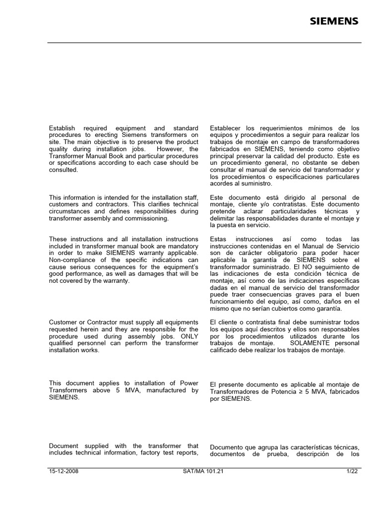 Simens Sat Ma101.21 | PDF