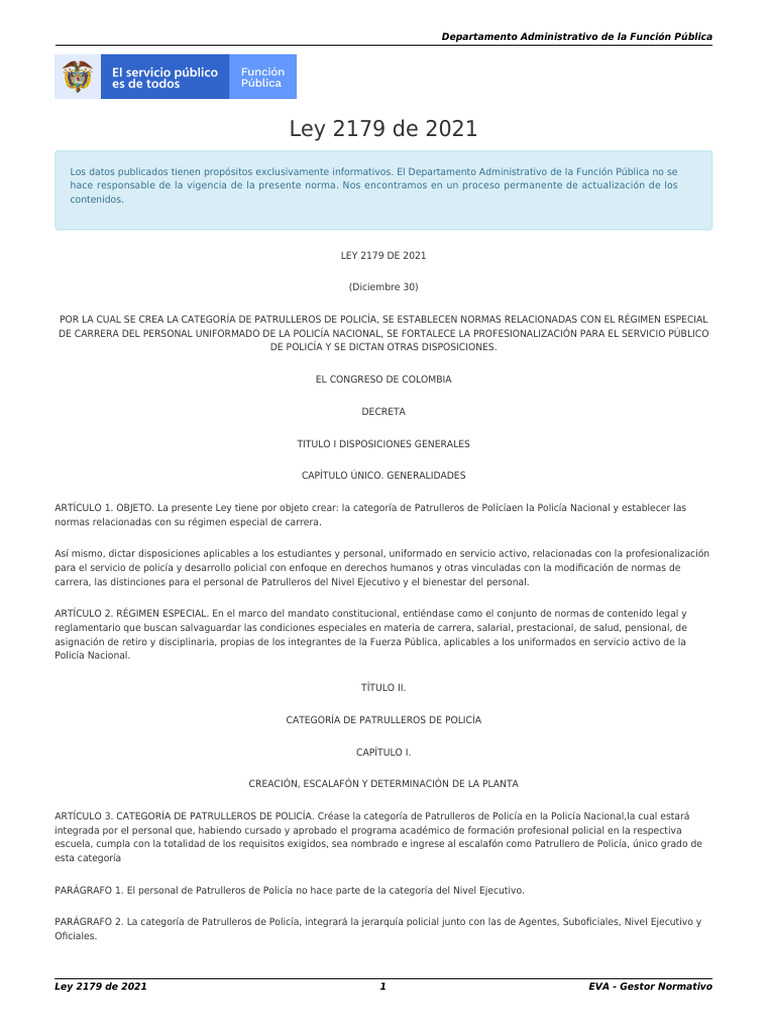 Ley 2179 de 2021 | PDF