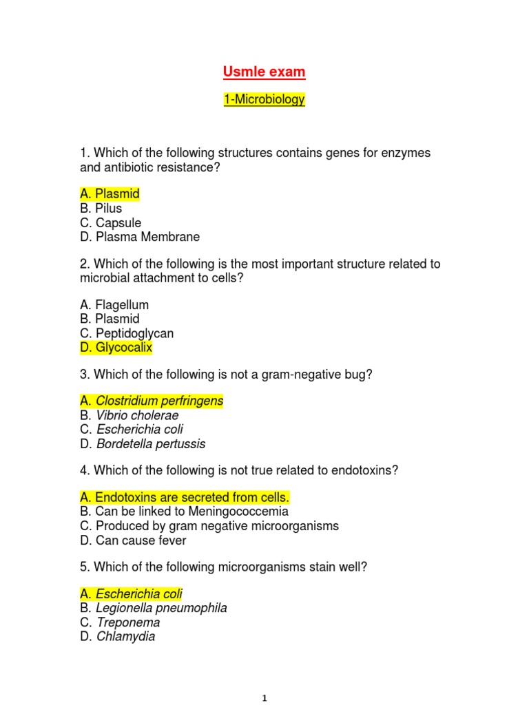 Usmle Microbiology And Immunology Exam Review Pdf Gram Negative