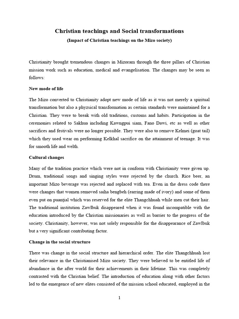 Christian Teachings and Social Transformations | PDF
