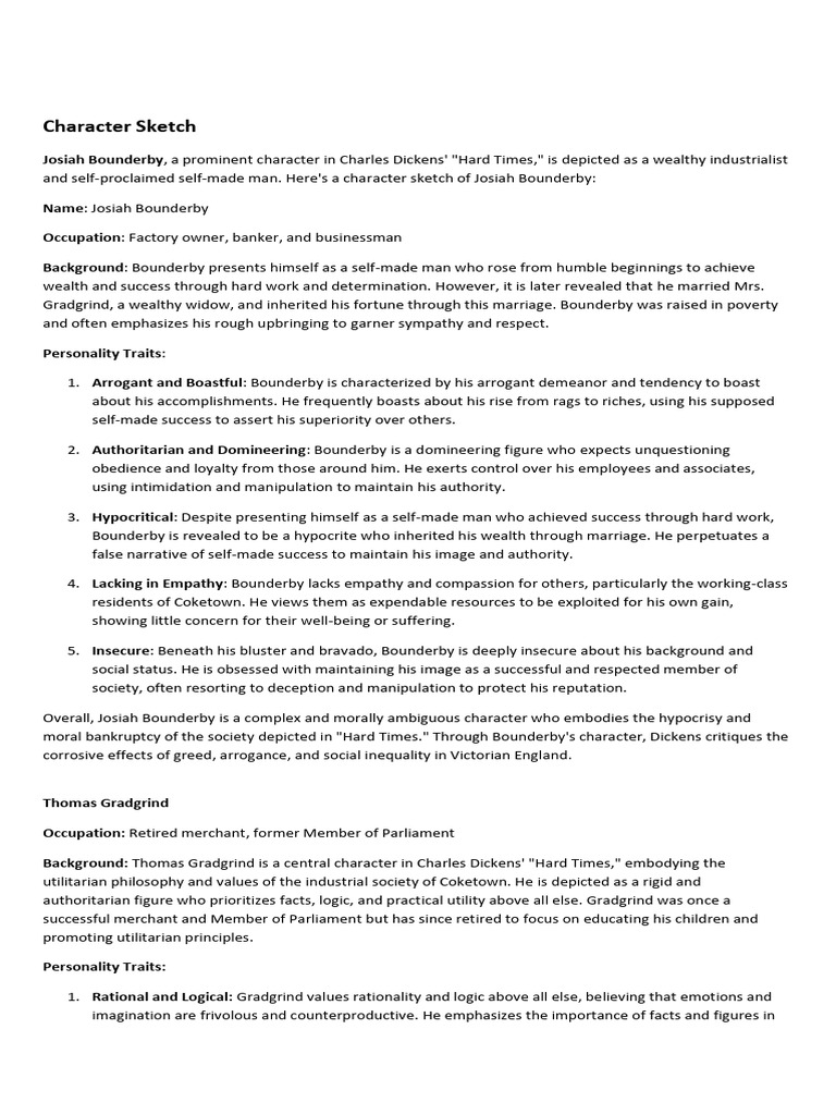 Character Sketch | PDF