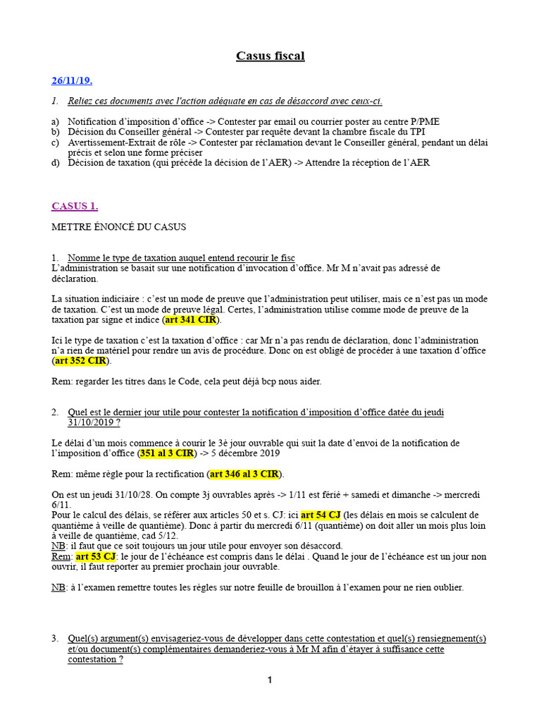 Casus Fiscal M2 | PDF