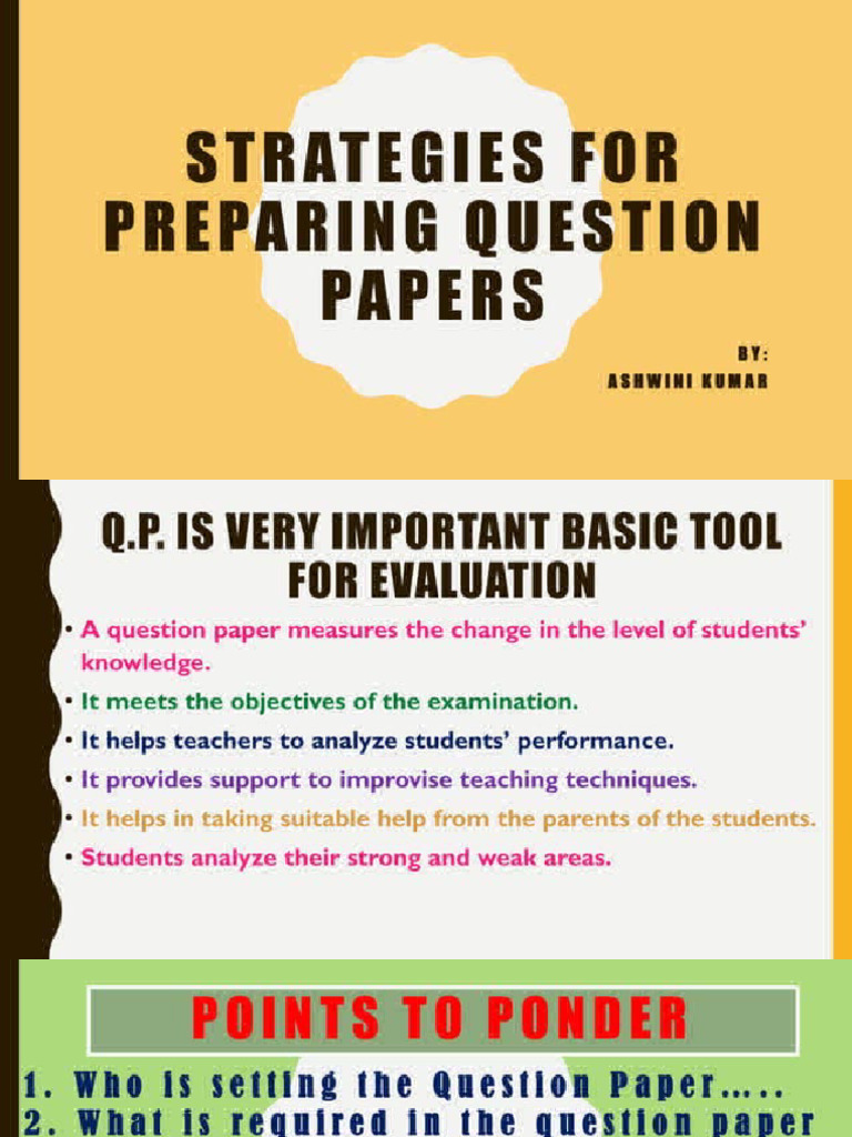 Strategies For Preparing Question Papers 84922103 | PDF