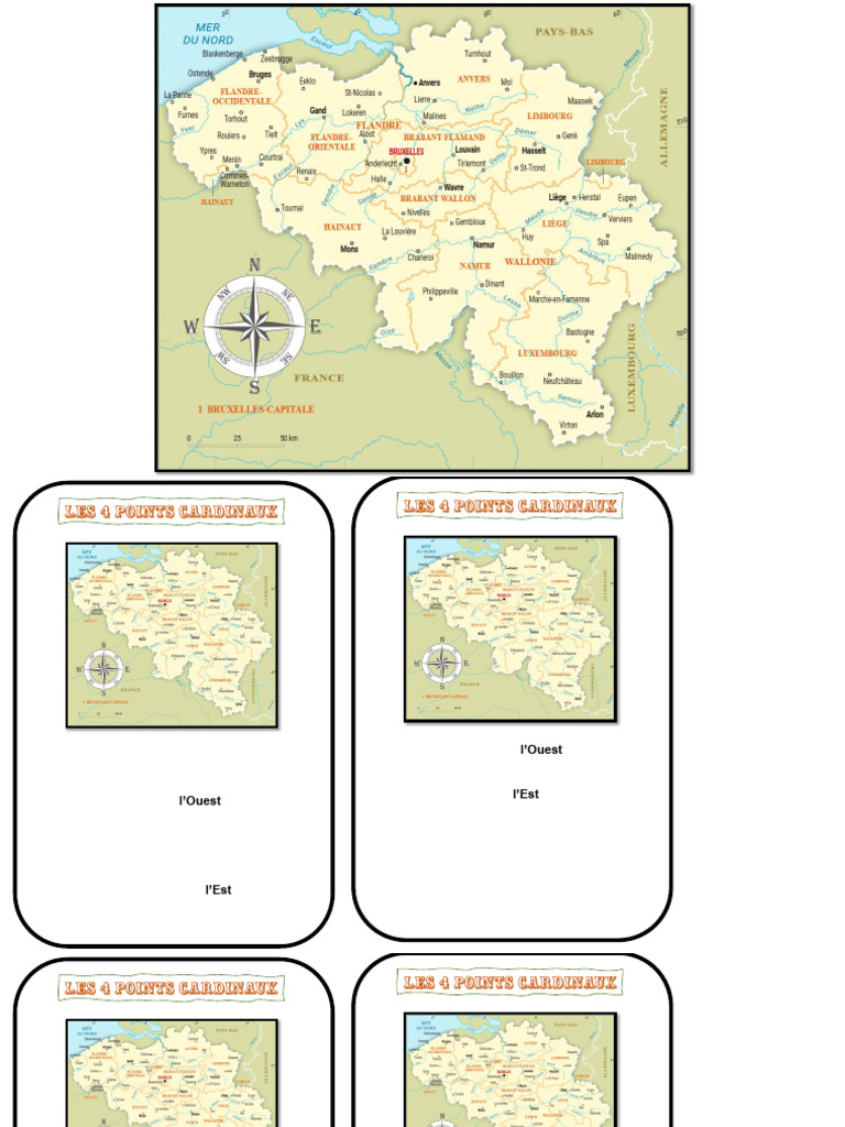 Lire Une Carte Les 4 Points Cardinaux CAT | PDF