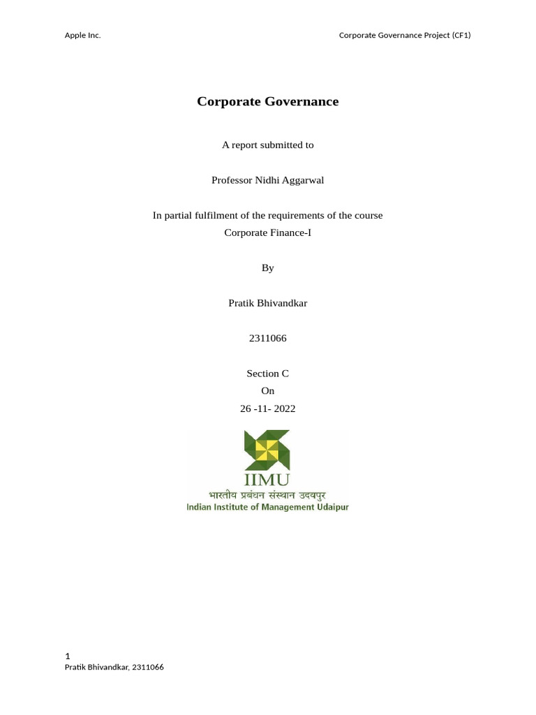 Corporate Governance Report - 2311066 | PDF