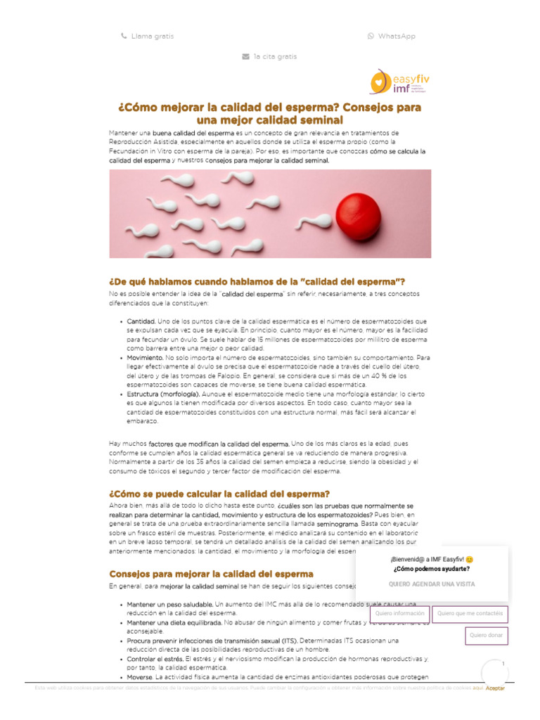 ¿Cómo Mejorar La Calidad Del Esperma - Consejos para Una Mejor Calidad Semin | PDF | Semen ...