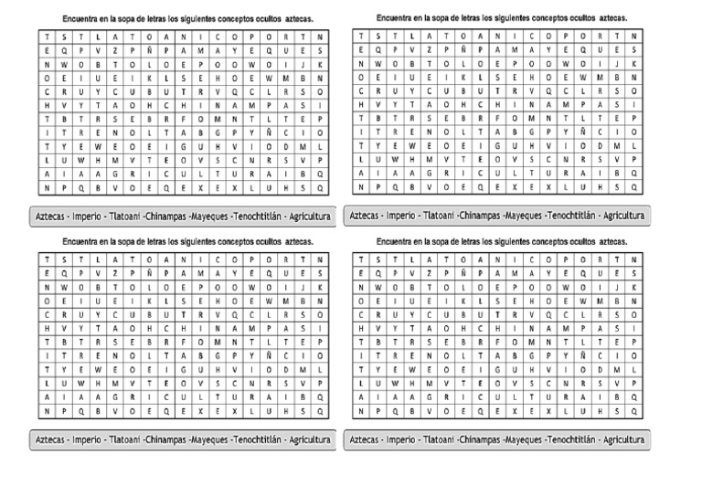 Sopa de Letras Aztecas | PDF