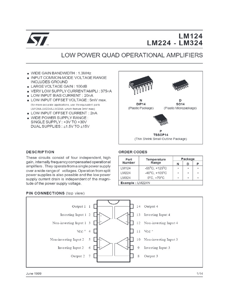 LM324 PDF, LM324 Description, LM324 Datasheet, LM324 View ...