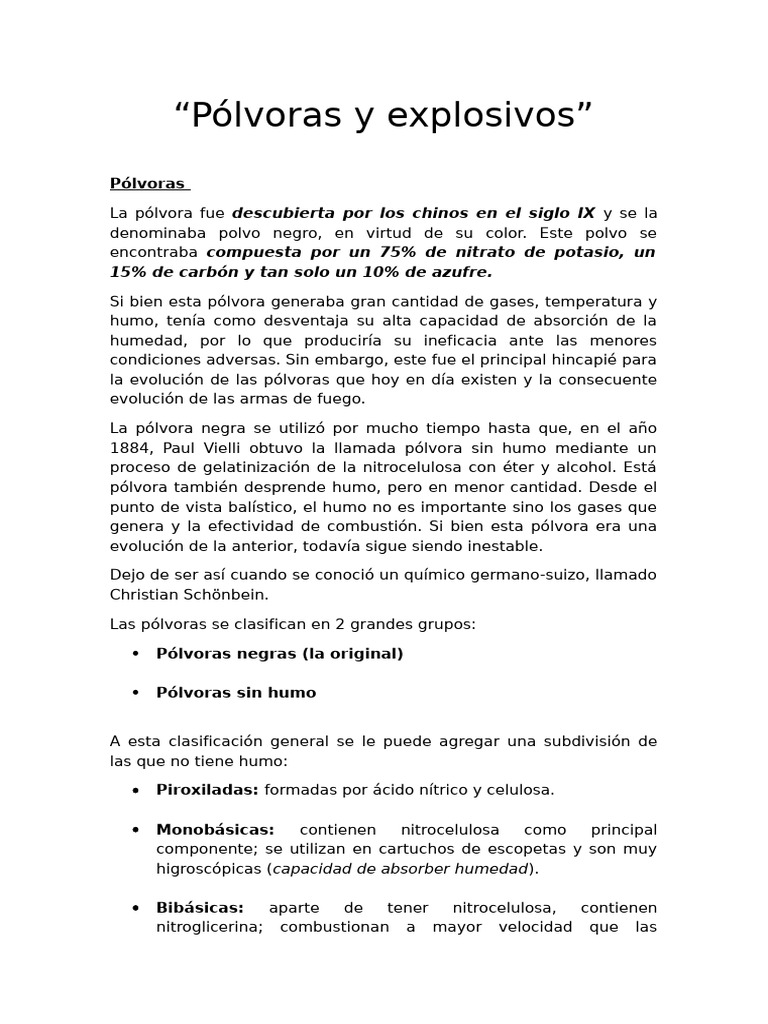 L3 - Pólvoras y Explosivos | PDF | Pólvora | Materiales