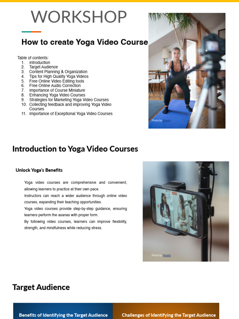 How To Create Yoga Video Courses - Workshop Presentation | PDF