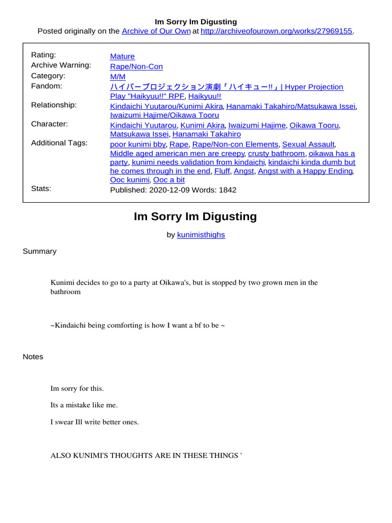 Im Sorry Im Digusting | PDF