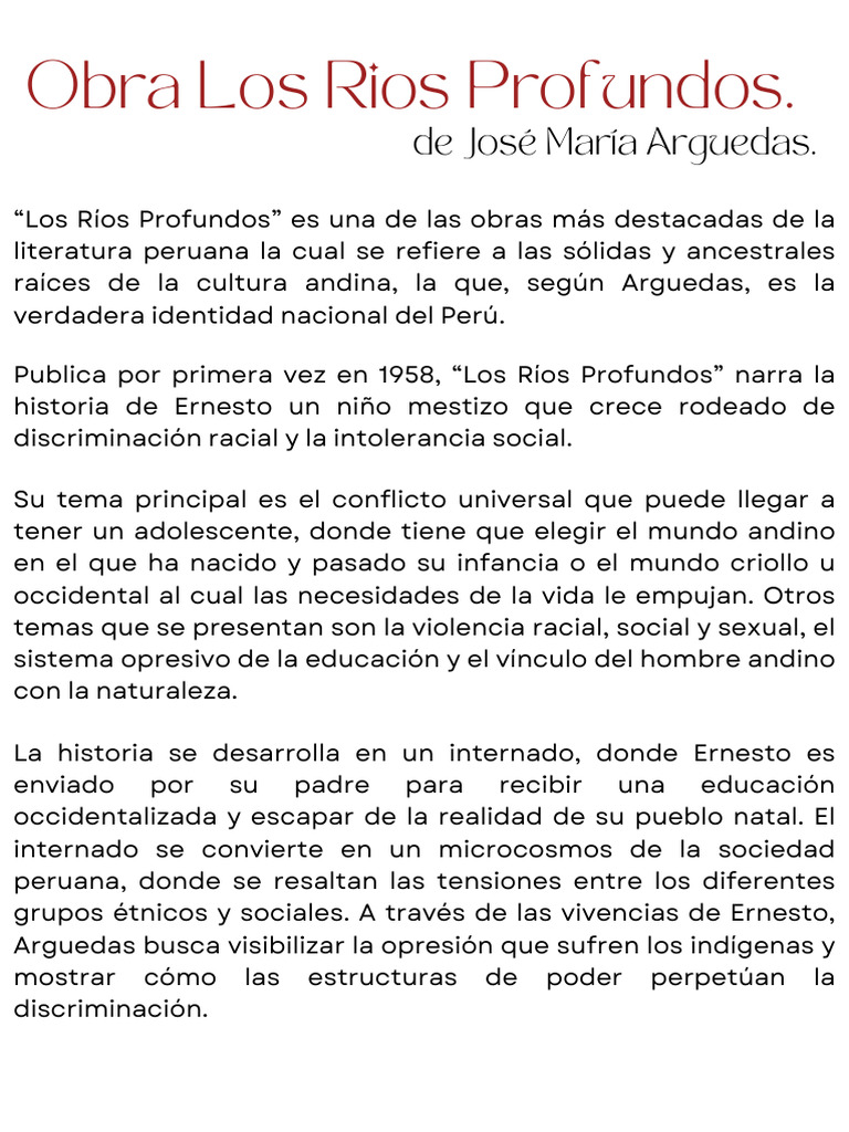 Los Ríos Profundos: Identidad Andina | PDF