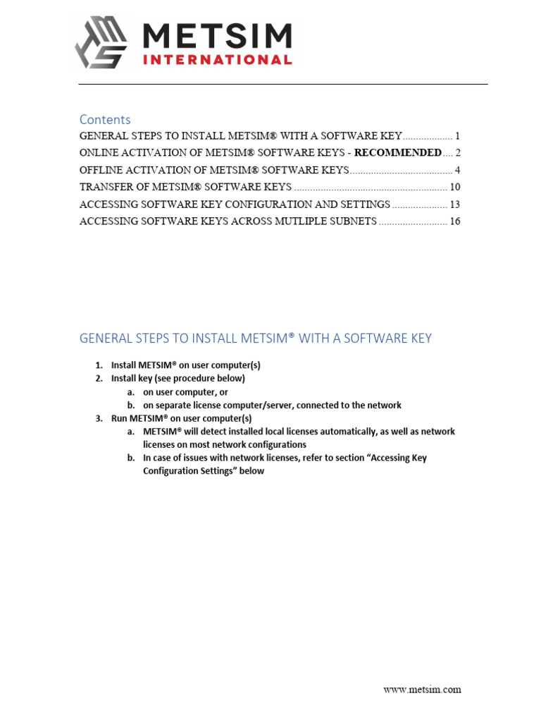METSIM Software Keys | PDF