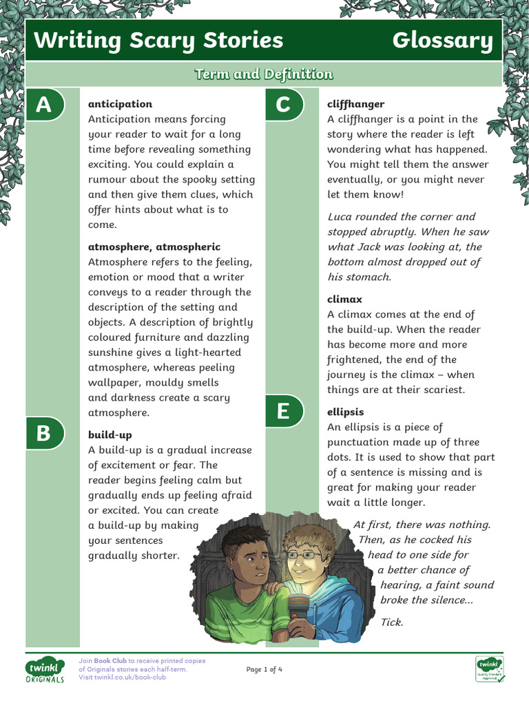 Writing Scary Stories Glossary | PDF