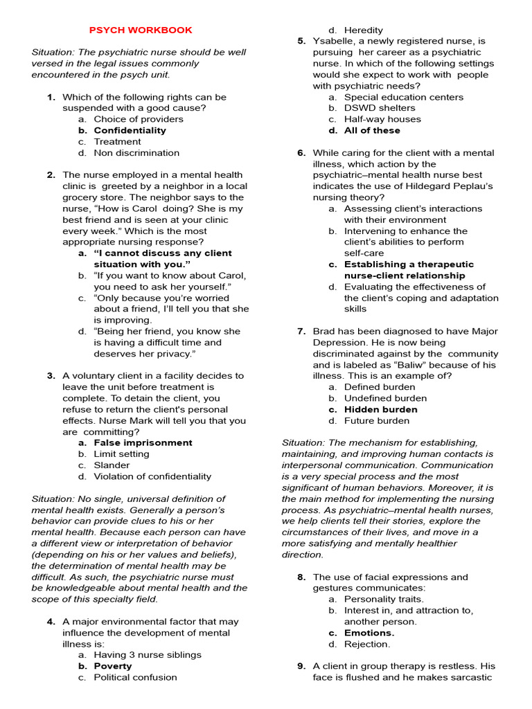 Legal and Ethical Issues in Psychiatric Nursing | PDF | Mental Disorder ...