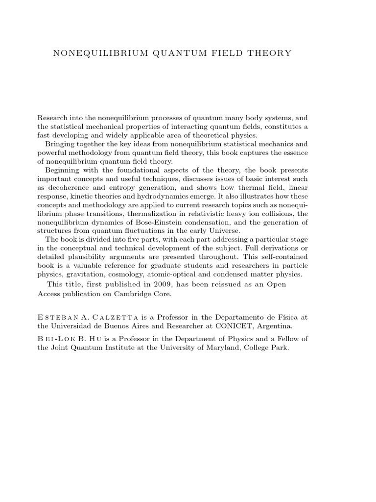 Nonequilibrium Quantum Field Theory | PDF
