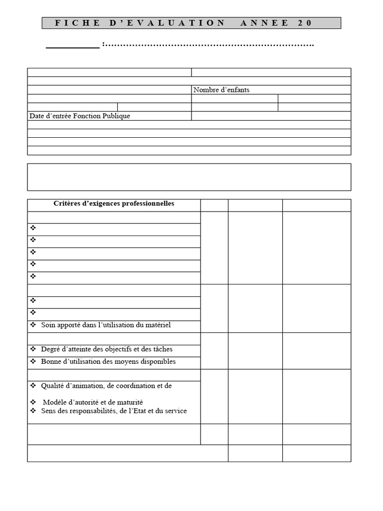 Fiche D'évaluation Des Chefs D'établissement | PDF