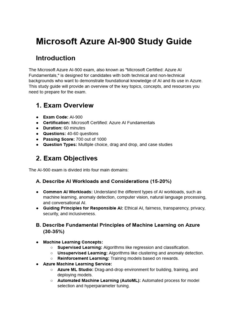 Microsoft Azure AI-900 Study Guide | PDF