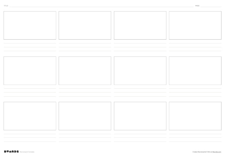 Blank Storyboard Template A3 12 Panel Horizontal | PDF