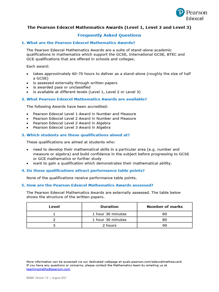Edexcel Maths Awards FAQ | PDF | Vocational Education | Educational Assessment And Evaluation
