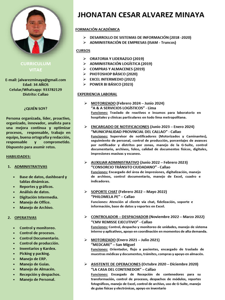 Jhonatan Cesar Alvarez Minaya: Curriculum Vitae | PDF