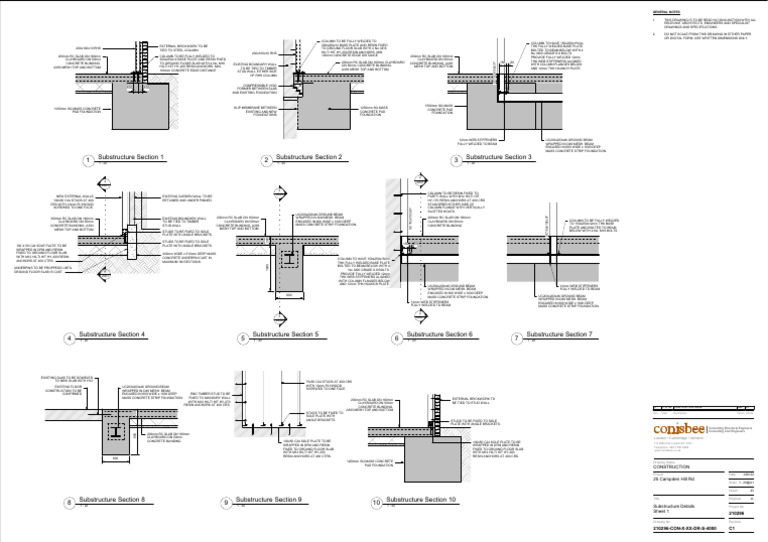 210296-CON-X-XX-DR-S-4000-C1-Substructure Details - Sheet 1 | PDF