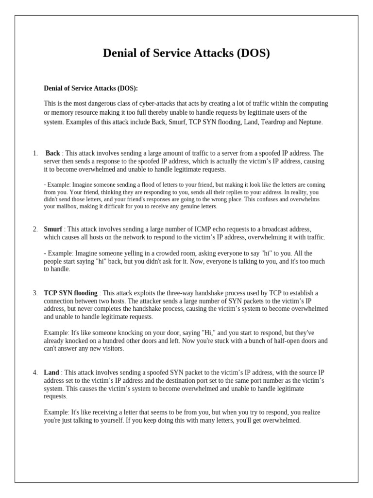 Denial of Service Attacks | PDF