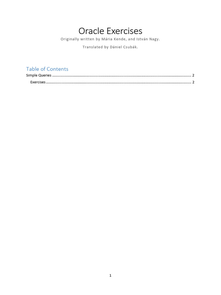 Oracle SQL Exercises | PDF | Databases | Data Management Oracle SQL Exercises | PDF | Databases | Data Management