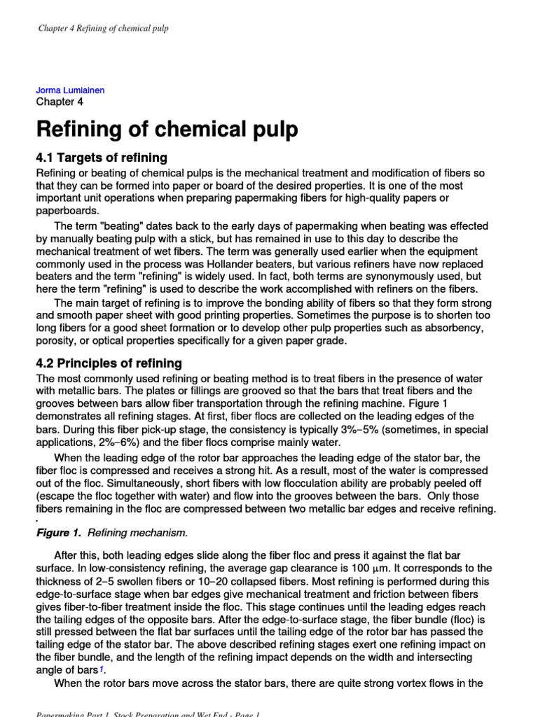 Book Chapter Refining of Chemical Pulp | PDF | Pulp (Paper) | Paper