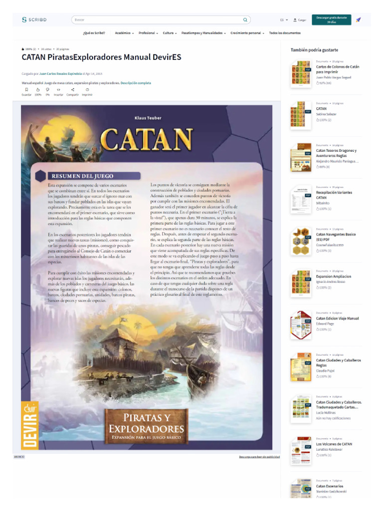 Screencapture Es Scribd Document 261787876 CATAN PiratasExploradores Manual DevirES 2024 08 20 ...