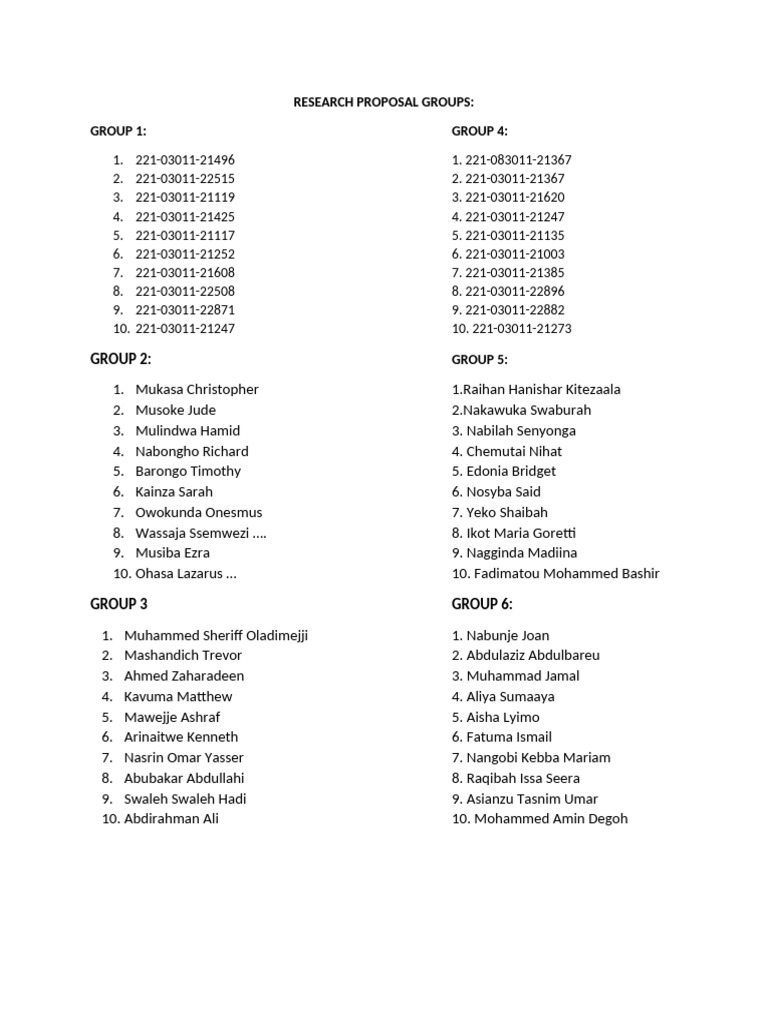 Research Proposal Groups | PDF