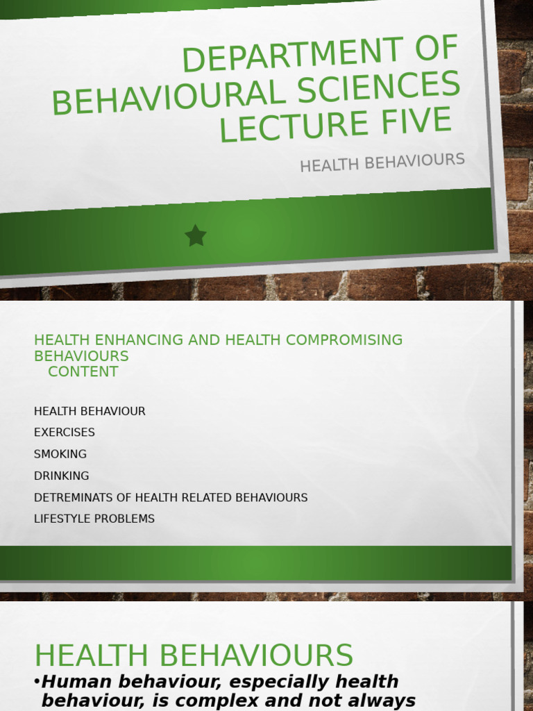 Lec 5 Health Behaviours | PDF