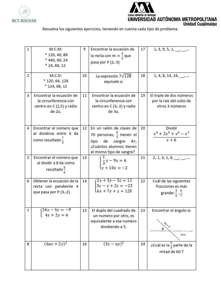 Uam Ejercicios - Compressed | PDF | Matemática Elemental | Métodos y ...