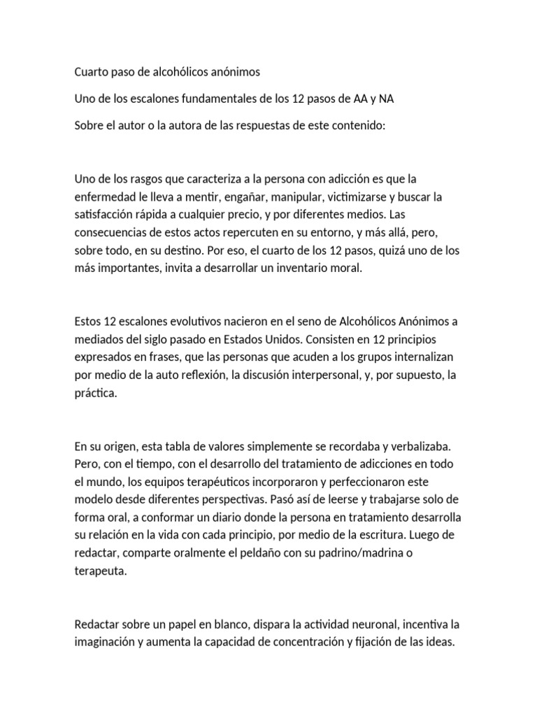 Cuarto Paso de Alcohólicos Anónimos | PDF