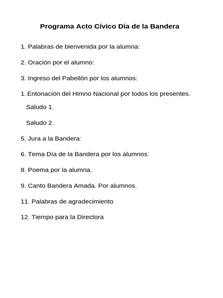 Programa Acto Cívico Día de La Bandera | PDF
