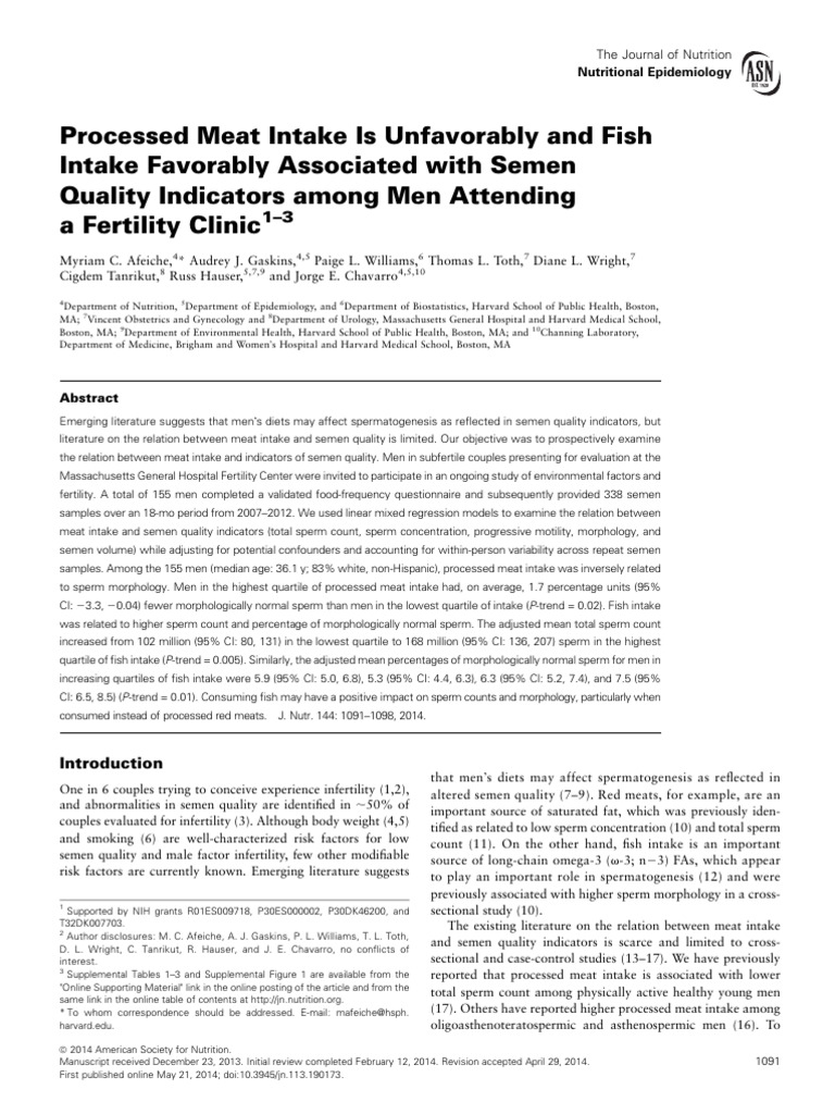 Processed Meat Intake Is Unfavorably and Fish Intake Favorably ...