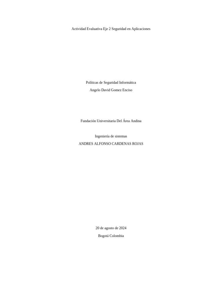 Actividad Evaluativa Eje 2 Seguridad en Aplicaciones | PDF