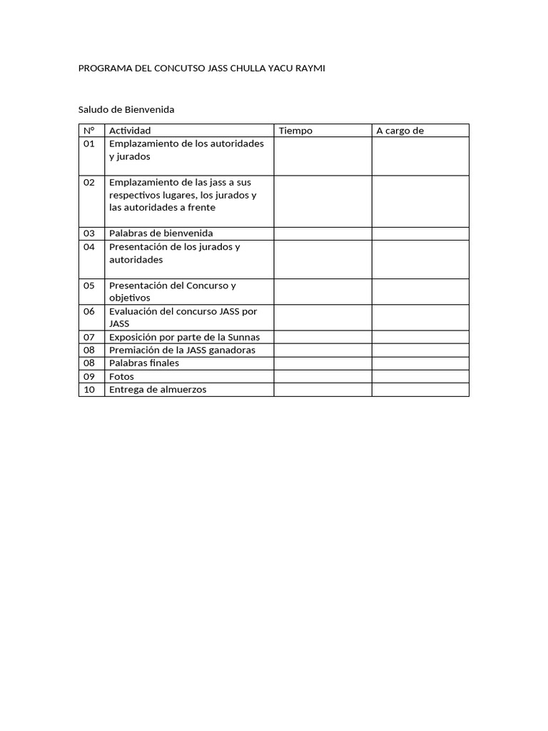 Programa de La Ceremonia de Acreditacion y Ceremonia de Juramentacion ... Programa de La Ceremonia de Acreditacion y Ceremonia de Juramentacion ...