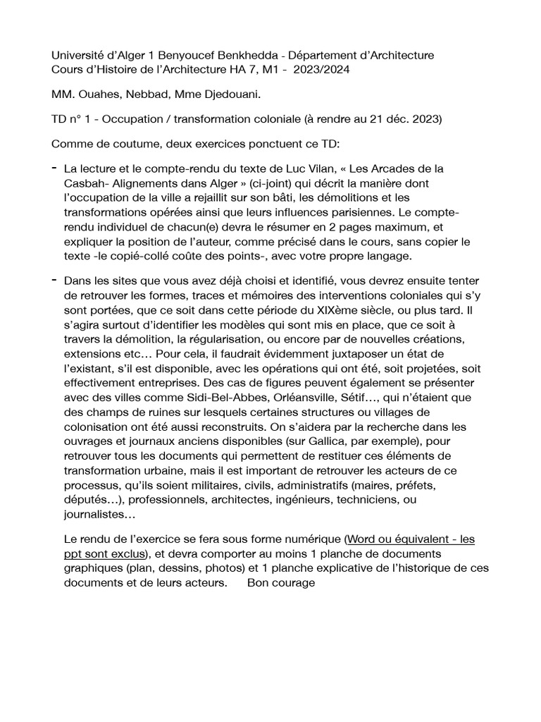 TD N° 2 HA 7 - M1 23 - 24 | PDF