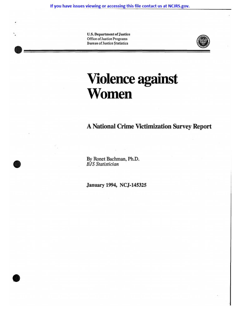 Bachman (1994) Violence Against Women Crime Victimization Survey Report ...