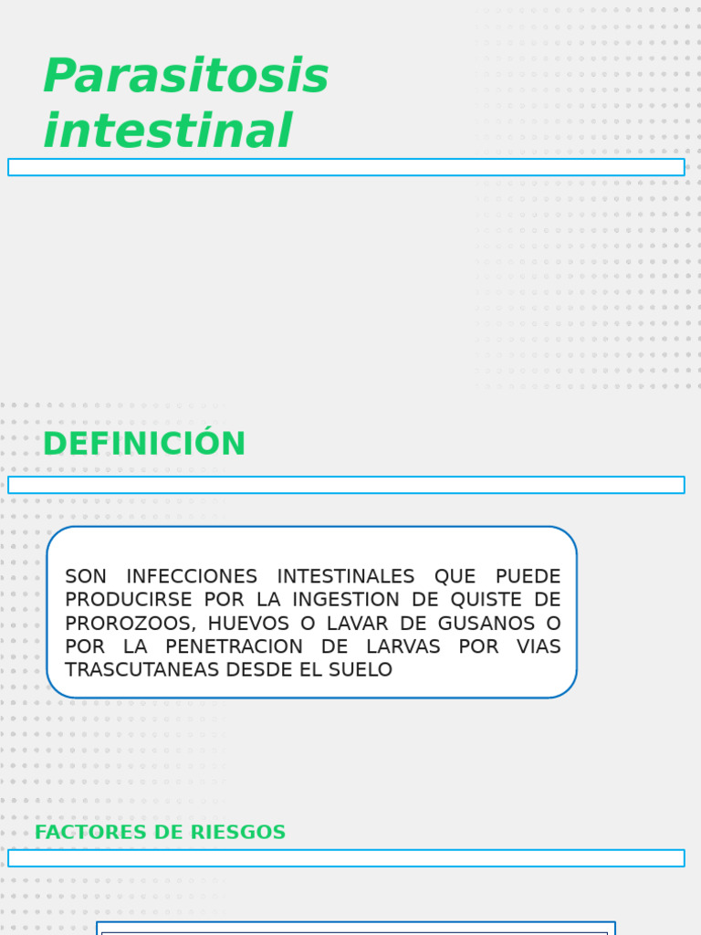 Parasitosis Intestinal: Causas y Tratamientos | PDF | Diarrea | Parasitismo