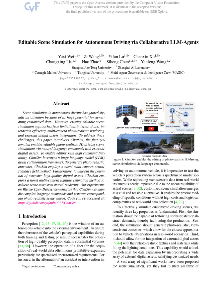 Wei Editable Scene Simulation For Autonomous Driving Via Collaborative LLM-Agents CVPR 2024 ...