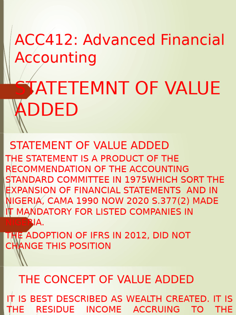 ACC412 Statement of Value Added | PDF