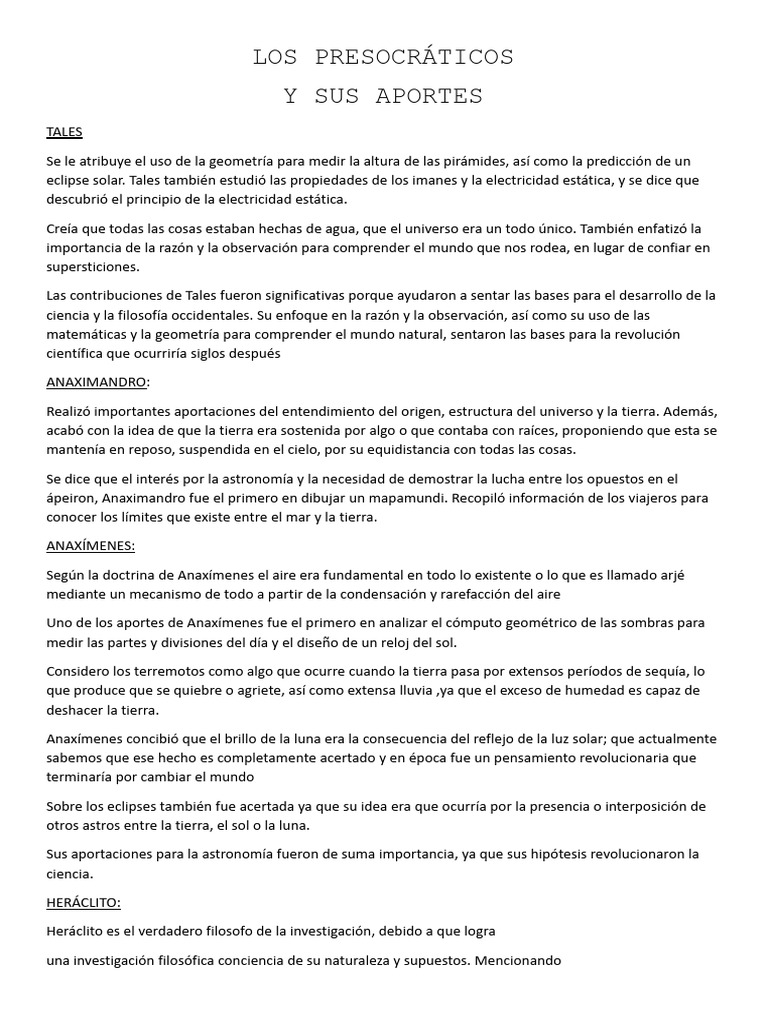 Los Presocraticos | PDF | Metafísica | Ciencias sociales