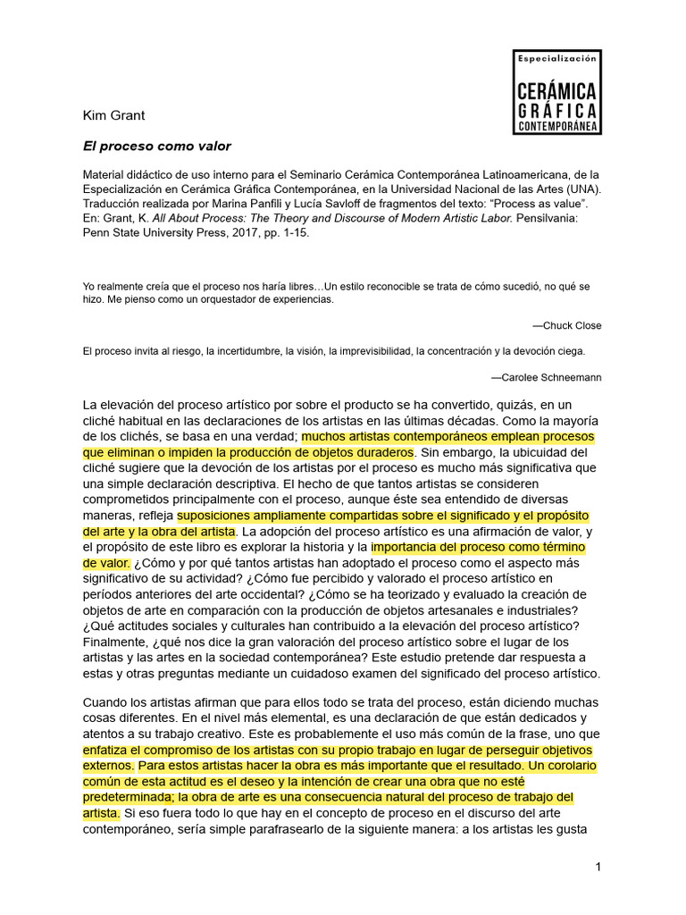 Kim Grant - Process As Value - Selección | PDF | Experiencia | Sicología