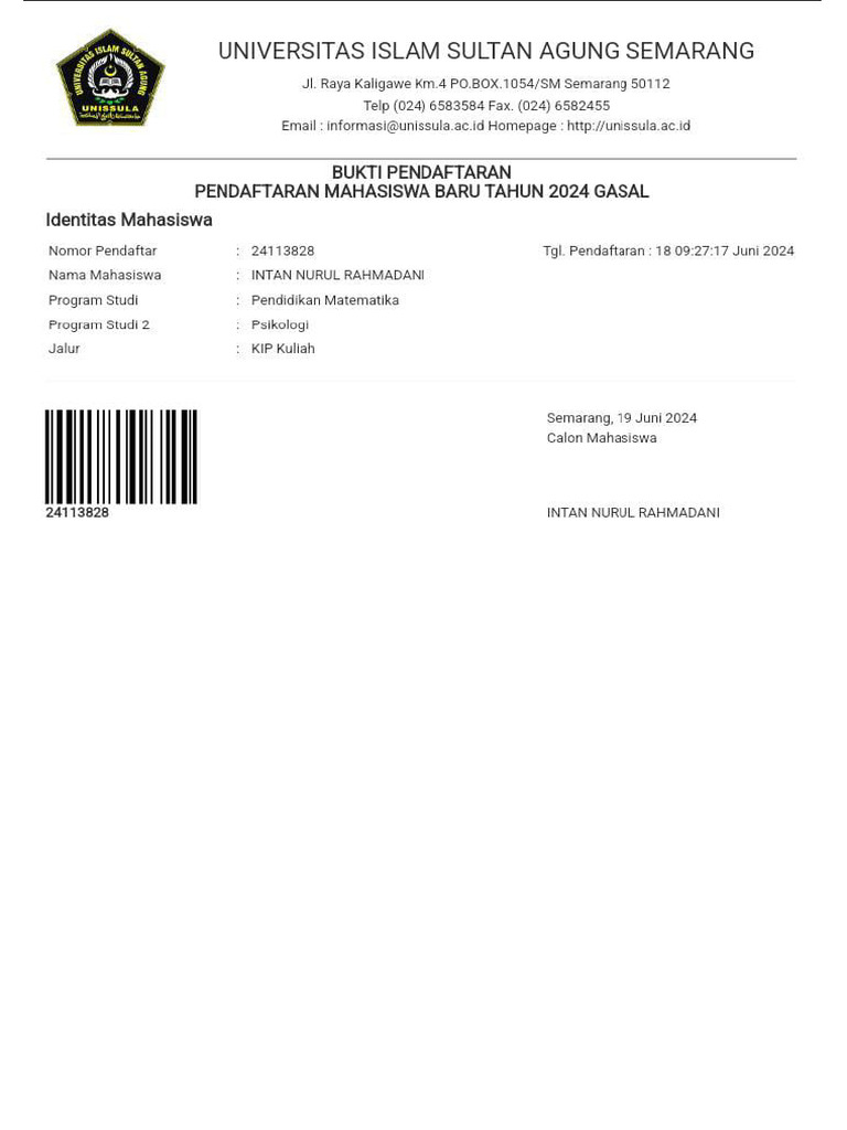 Kartu Peserta - Formulir Kip-K | PDF