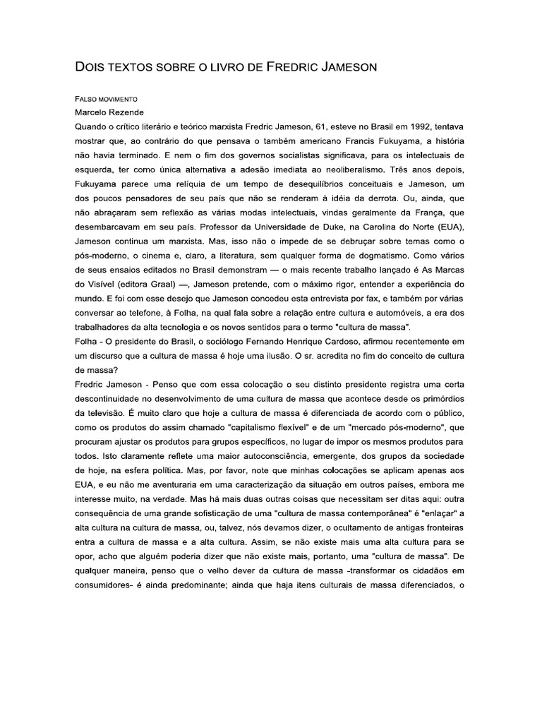 Textos Sobre Jameson | PDF